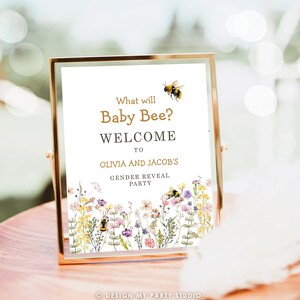 Editable Bee Welcome Sign What Will Baby Bee Gender Reveal Welcome ...