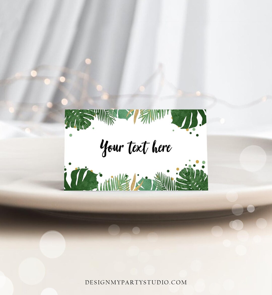 Editable Safari Tropical Food Label Girl Safari Birthday Place Card ...