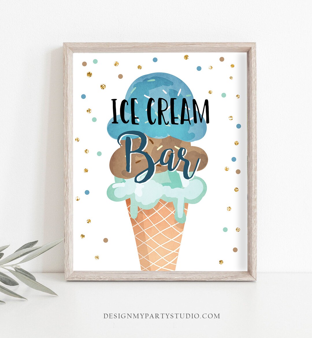 Ice Cream Bar Sign Ice Cream Social Birthday Ice Cream Party Sign Ice ...