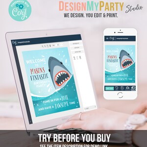 Editable Shark Welcome Sign Shark Birthday Sign Under the Sea ...