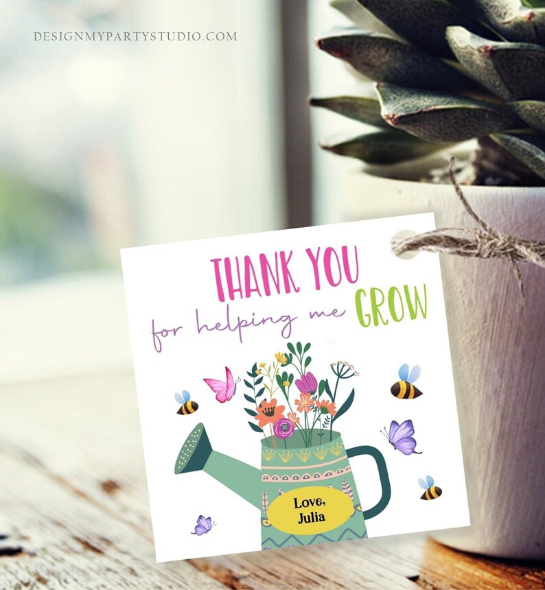 Editable Teacher Appreciation Tags Thank You for Helping Me Grow ...