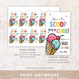 Editable Summer Ice Cream Teacher Appreciation Tag Kids End of School ...