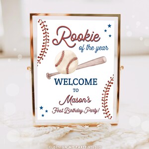 Editable Baseball Birthday Welcome Sign Rookie of the Year Little ...
