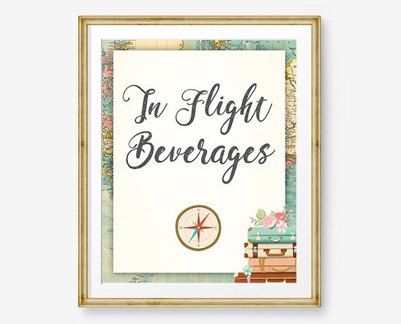 Miss to Mrs Travel In-Flight Drinks Beverages Sign Bridal Shower ...