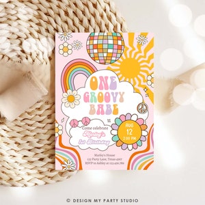 Editable Groovy One Retro 1st Birthday Invitation First Birthday One ...