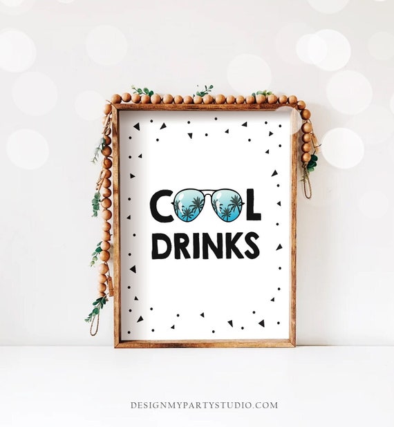 Cool Drinks Sign Two Cool Birthday Party Sign Boy One Cool Dude Table ...