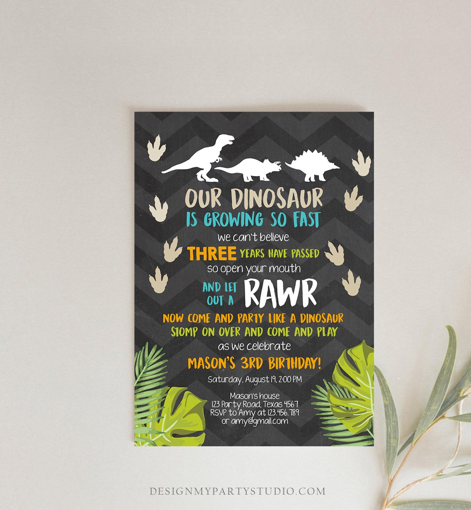 Editable Dinosaur Birthday Invitation Dino Dig Party Prehistoric Boy ...