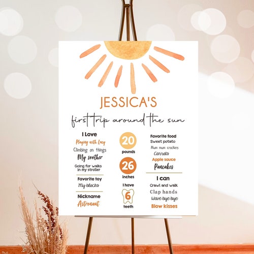 EDITABLE Sunshine 1st Birthday Milestone Sign Modern Sunshine - Etsy Canada