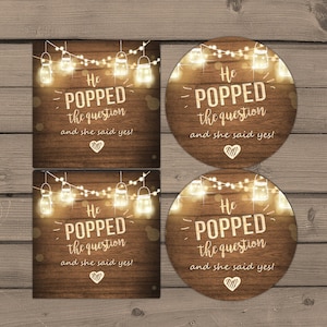 He Popped the Question Gift Tag Engagement Party Favor Tag Engagement ...