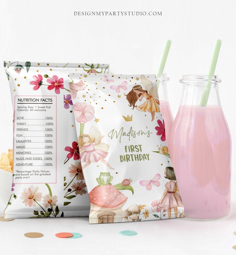 Editable Fairy Birthday Chip Bag Fairy Party Decor Girl 1st - Etsy