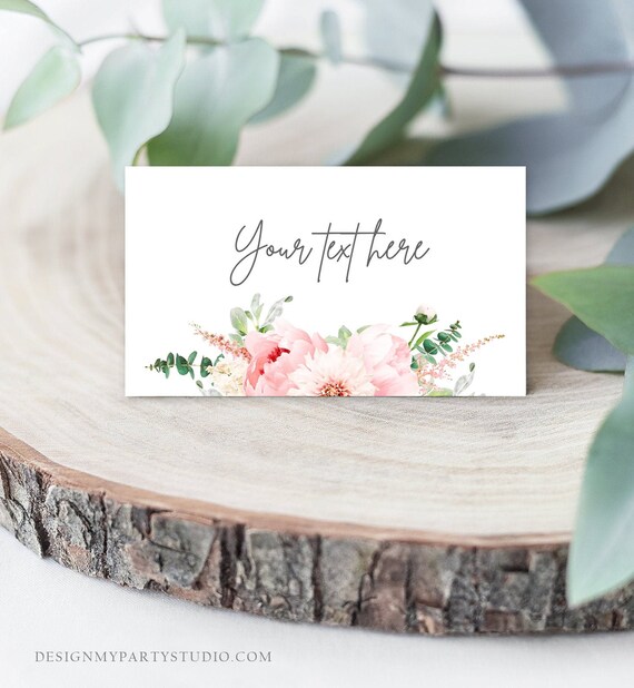 Editable Botanical Flowers Food Label Place Card Tent Card Escort Card ...