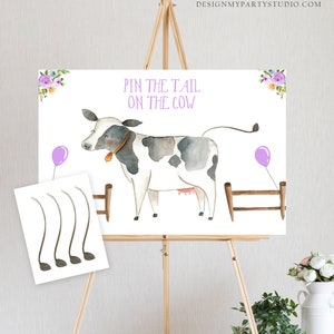 Editable Pin the Tail on the Cow Farm Birthday Game Farm - Etsy