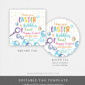 Editable Easter Bubbles Tag Easter Tags Kids Easter Gift Tag Classroom ...