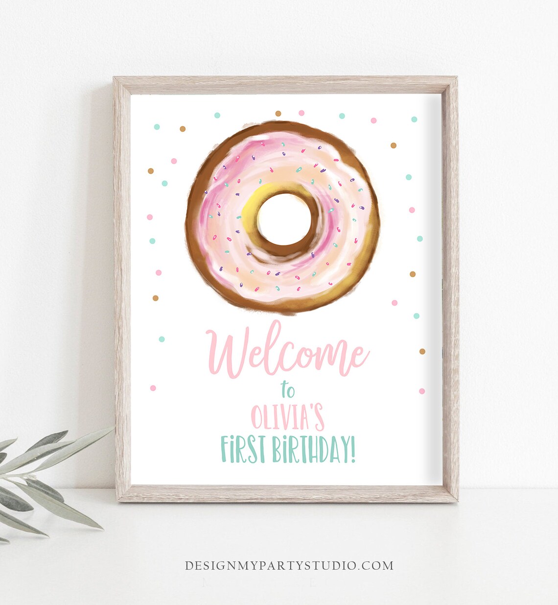 Editable Donut Welcome Sign Donut Birthday Party Pink Girl - Etsy