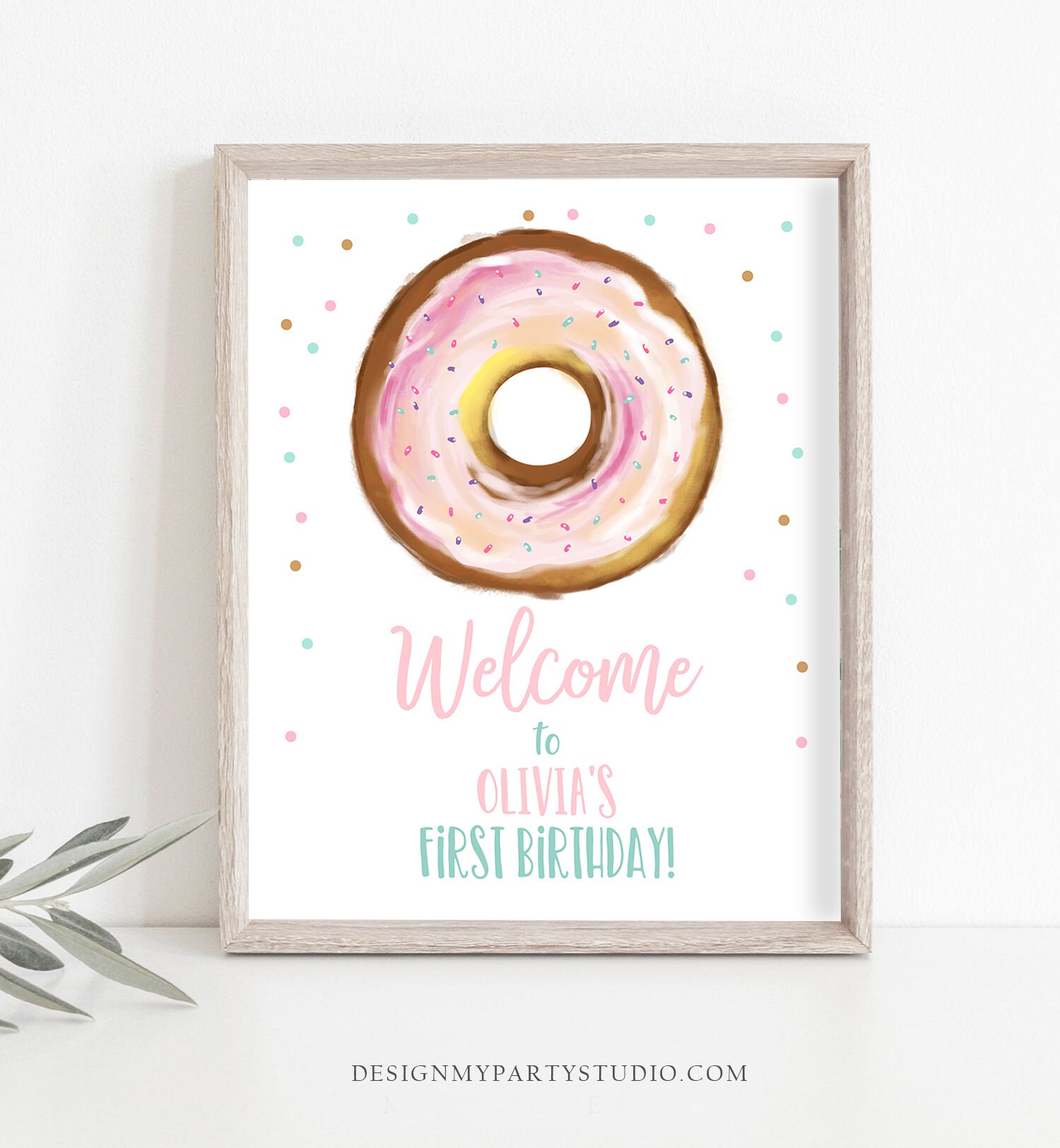 Editable Donut Welcome Sign Donut Birthday Party Pink Girl - Etsy