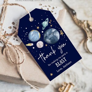 Editable Outer Space Favor Tags Space Birthday Thank You Label Galaxy ...