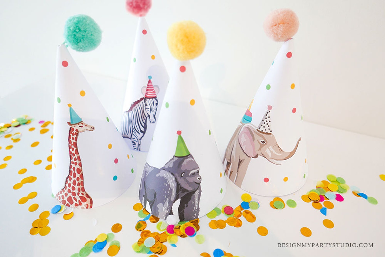 Printable Party Hats Party Animals Birthday Party Birthday - Etsy