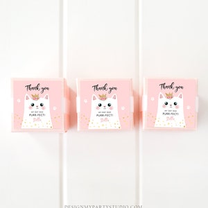 Editable Kitten Party Favor Tags Kitty Birthday Thank You Tags Round ...