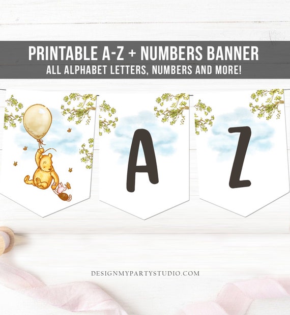 Winnie The Pooh Alphabet Banner Letters A to Z Numbers Classic Pooh ...