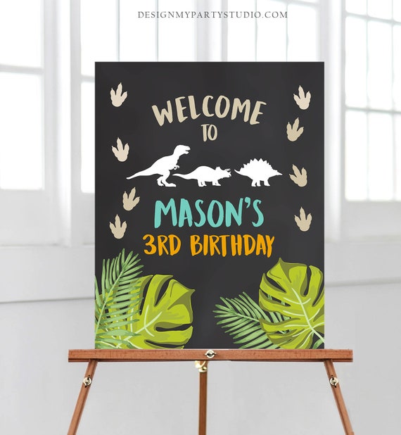 Editable Dinosaur Welcome Sign Birthday Party Table Sign Welcome Dino ...