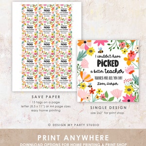 Editable Teacher Appreciation Tag Thank You Couldn't Have Picked a ...