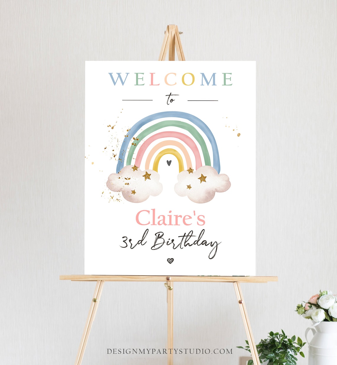 Editable Rainbow Welcome Sign Rainbow Birthday Modern Earth - Etsy
