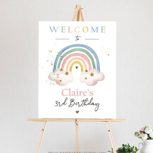 Editable Rainbow Welcome Sign Rainbow Birthday Modern Earth - Etsy