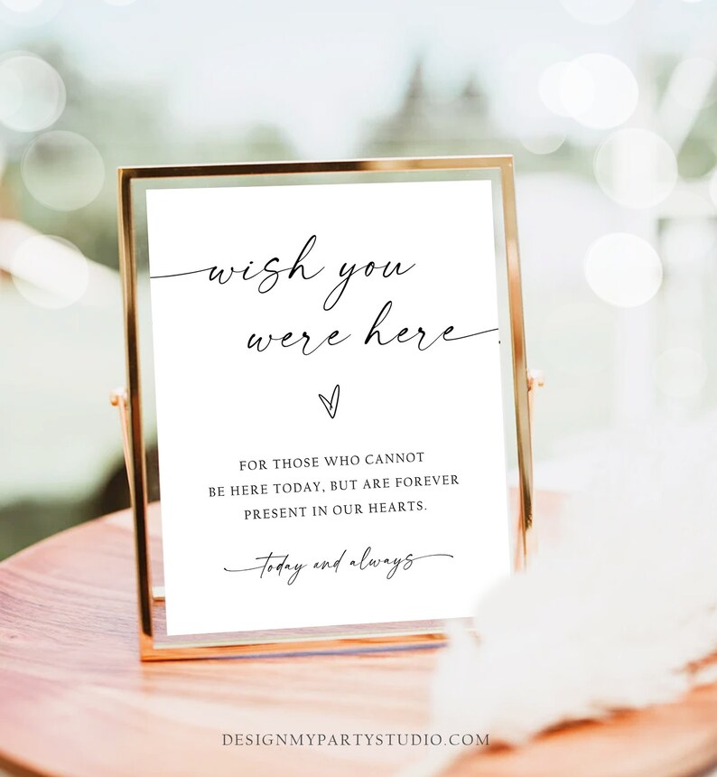 Editable Wish You Were Here Sign Minimalist Memorial Sign Modern ...