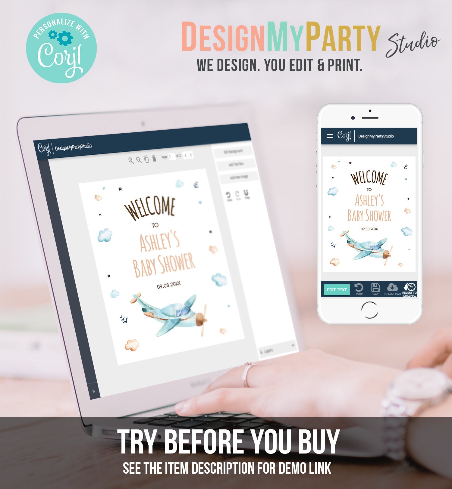 Editable Airplane Welcome Sign Baby Shower Welcome Baby - Etsy