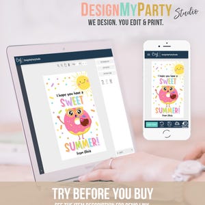 Editable Donut Sweet Summer Teacher Appreciation Tag End of Year Summer ...