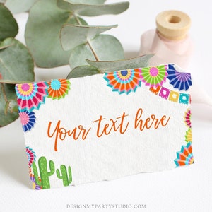Editable Fiesta Cactus Food Labels Fiesta Party Place Card Tent Card ...
