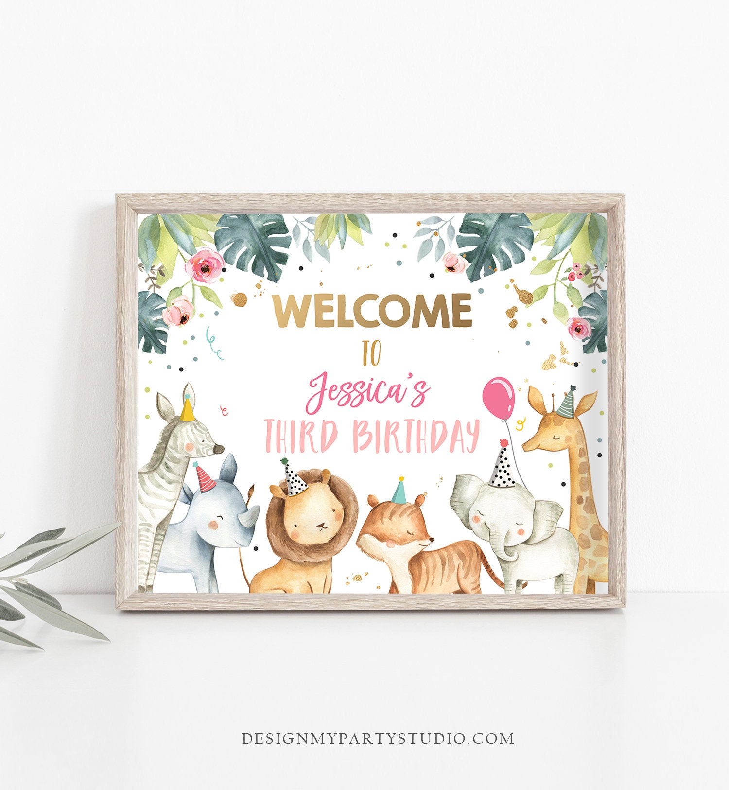 Editable Safari Animals Welcome Sign Party Animals Sign Zoo | Etsy