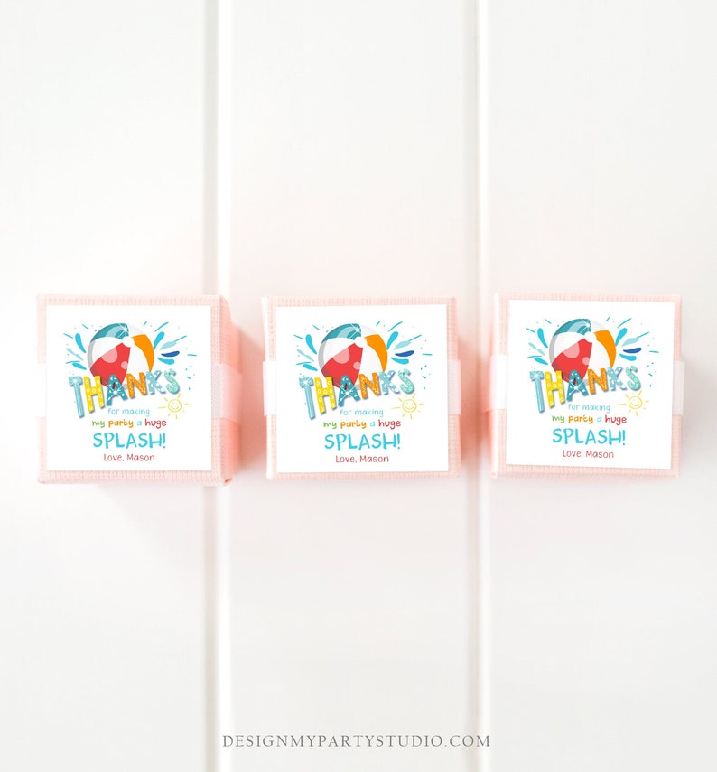 Editable Pool Party Thank You Tags Splish Splash Birthday Bash - Etsy