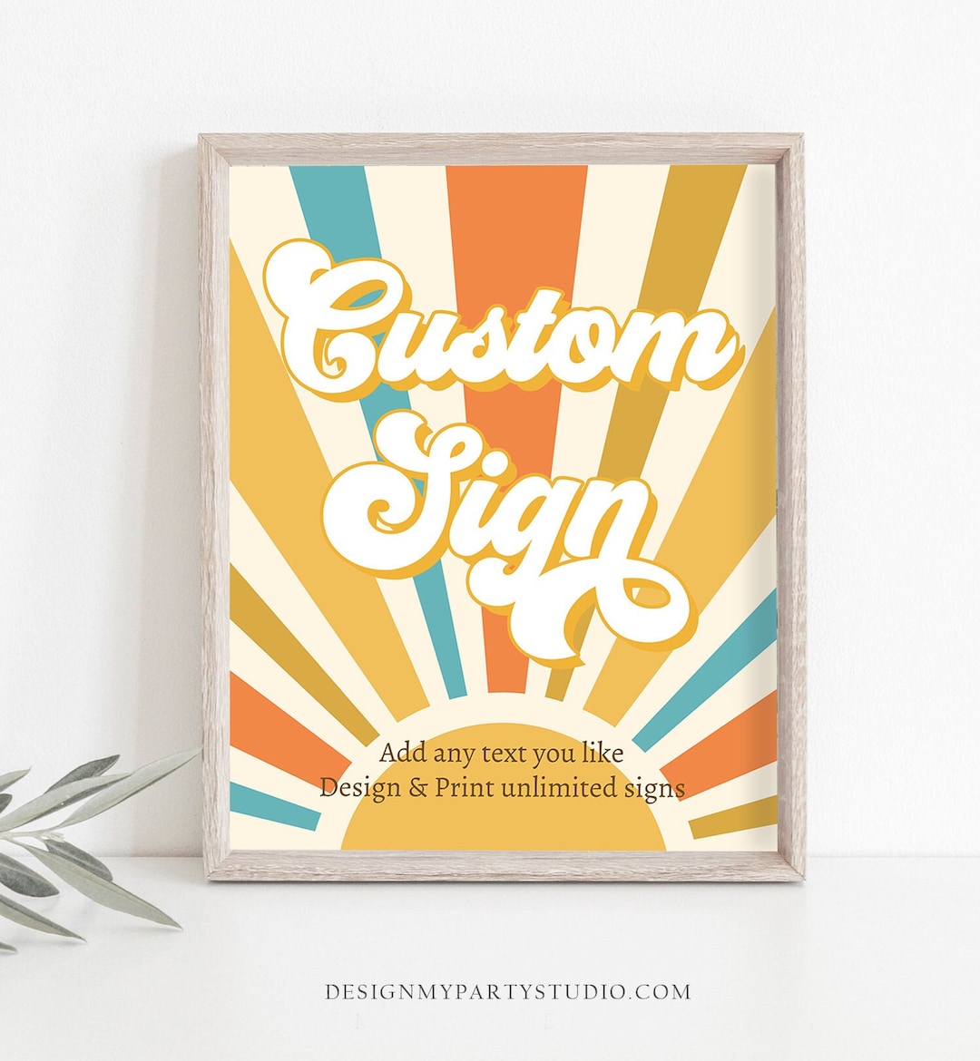 Editable Custom Sign Sun Sign Son Baby Shower Sunshine Summer Decor ...