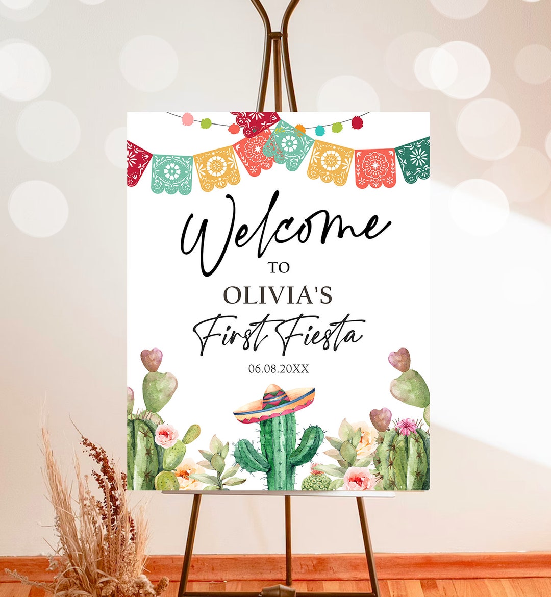 Editable Fiesta Cactus Welcome Sign First Fiesta Birthday - Etsy
