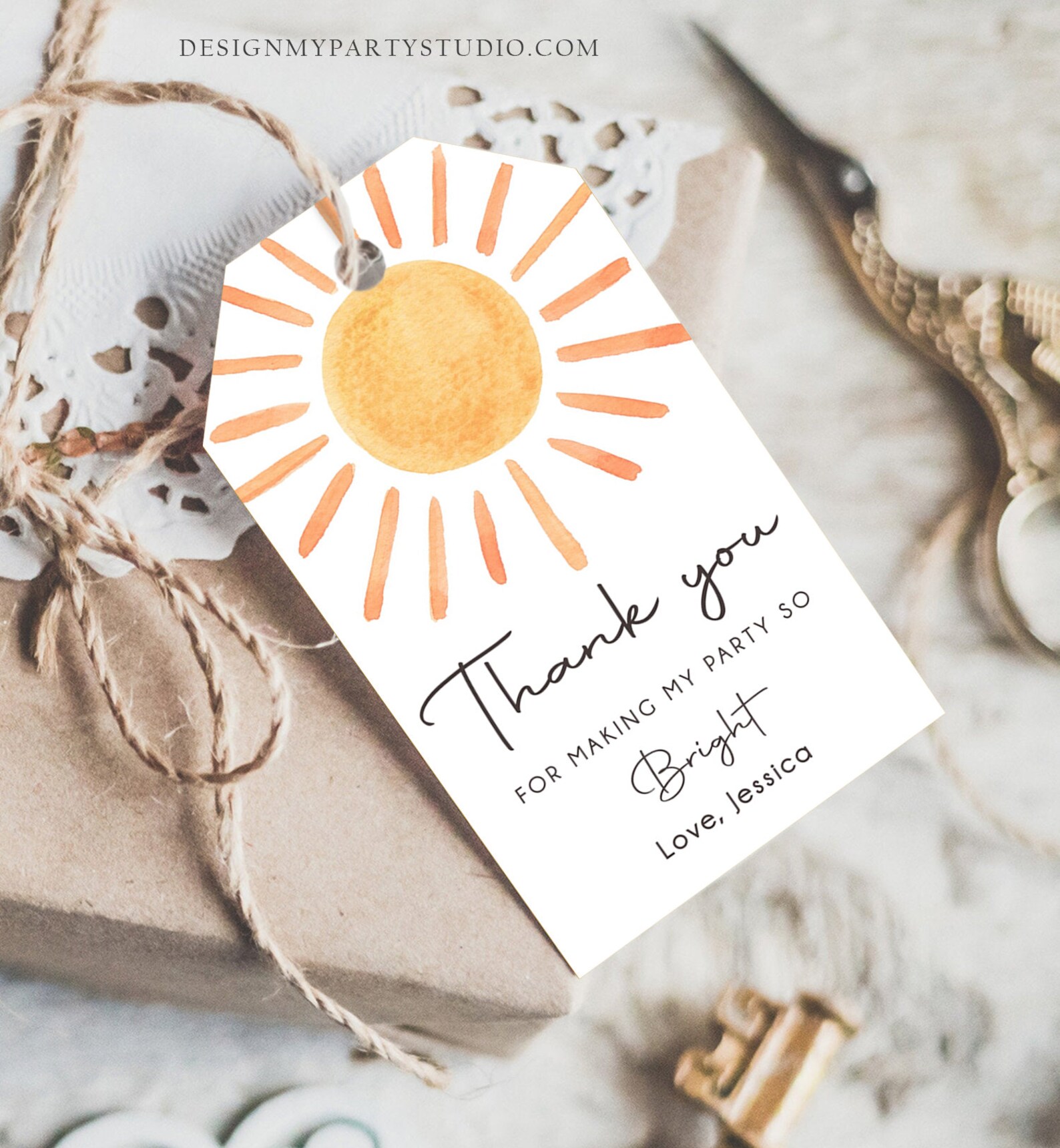 Editable Sunshine Favor Tags Little Sunshine Birthday Thank - Etsy