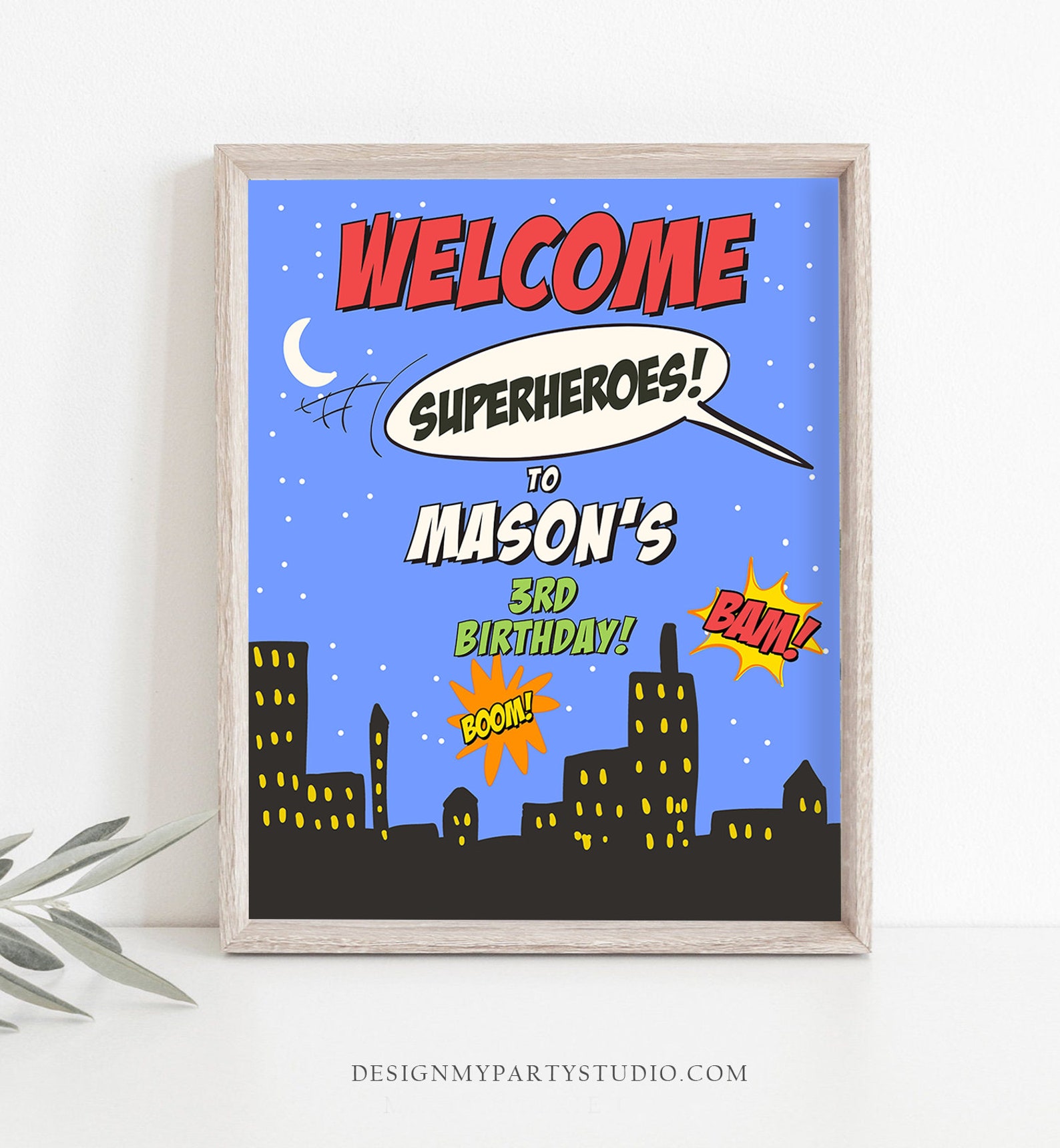 Editable Superhero Birthday Welcome Sign Boy Superheroes Party Super ...