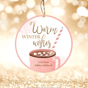 Editable Warm Wishes Tag Personalized Christmas Favors Tag Hot Cocoa ...