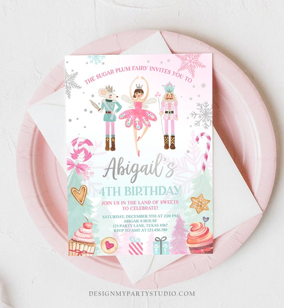 Editable Nutcracker Birthday Invitation Girl Land Of Sweets Invite