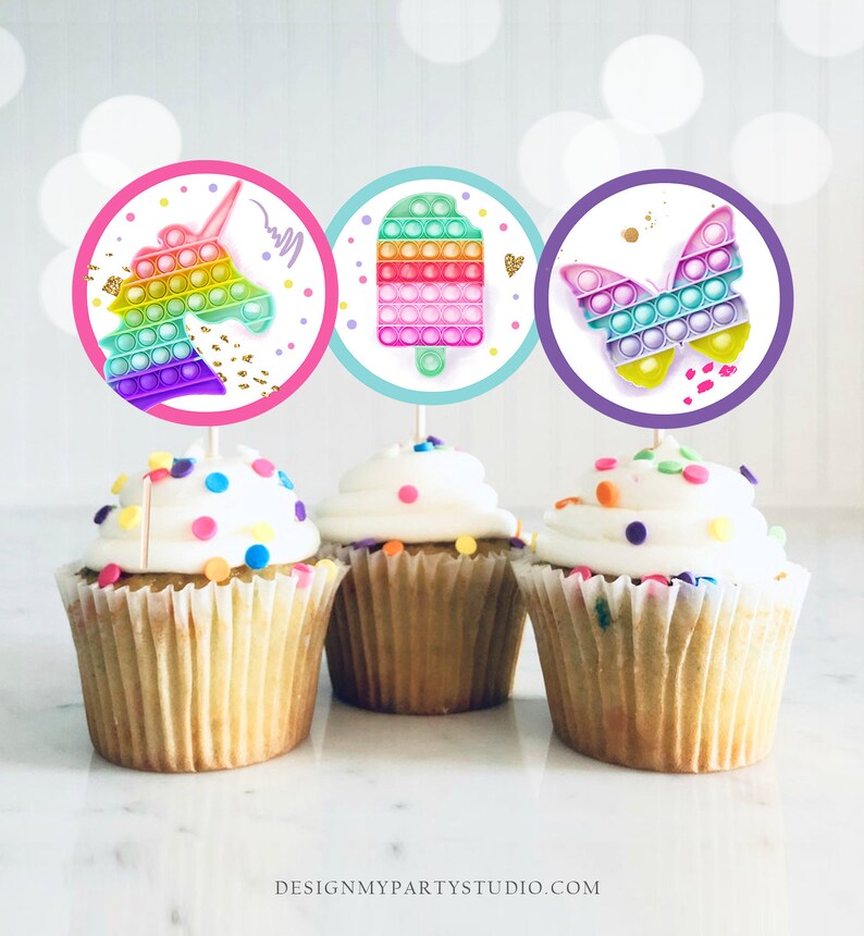 Pop It Cupcake Toppers Favor Tags Pop It Birthday Party - Etsy