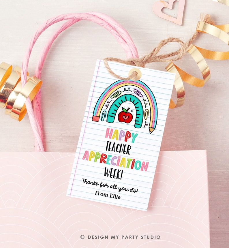 Editable Teacher Appreciation Tags Teacher Tag Thank You Gift Tag End ...