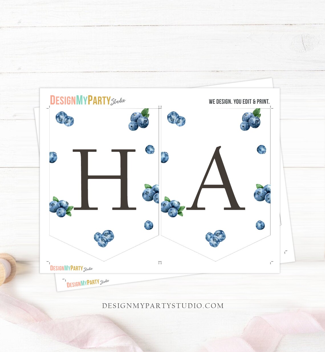 Happy Birthday Banner Blueberry Blueberries Banner Berry First - Etsy