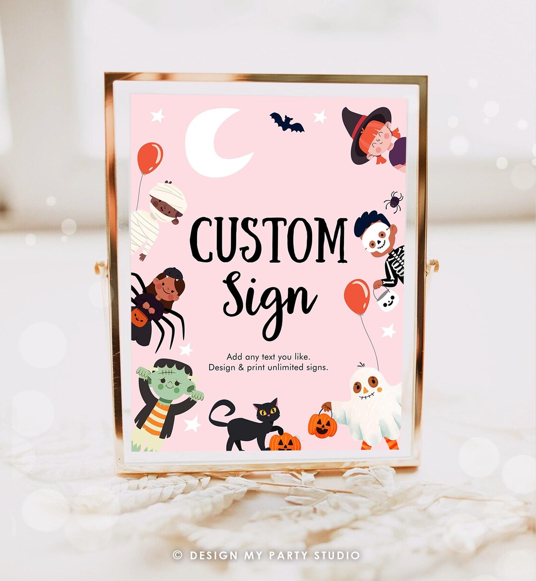 Editable Custom Halloween Sign Birthday Ghost Costume Kids Spooky ...