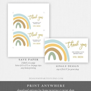 Editable Rainbow Gable Gift Box Label Muted Rainbow Birthday Party Boy ...