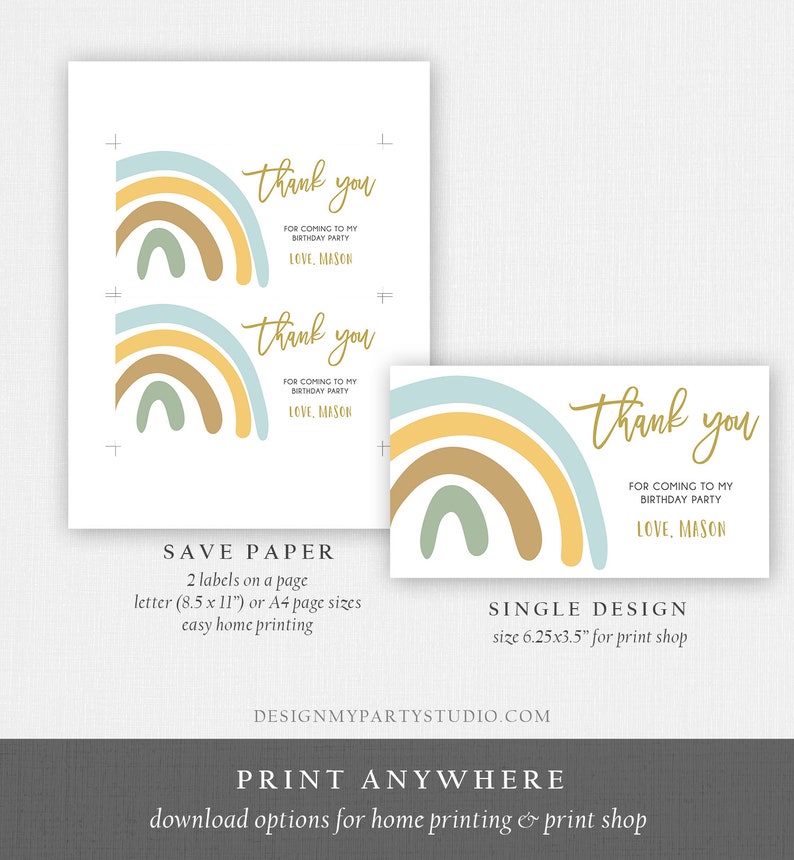 Editable Rainbow Gable Gift Box Label Muted Rainbow Birthday - Etsy