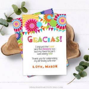 Editable Fiesta Gracias Thank You Card Mexican Birthday Party - Etsy