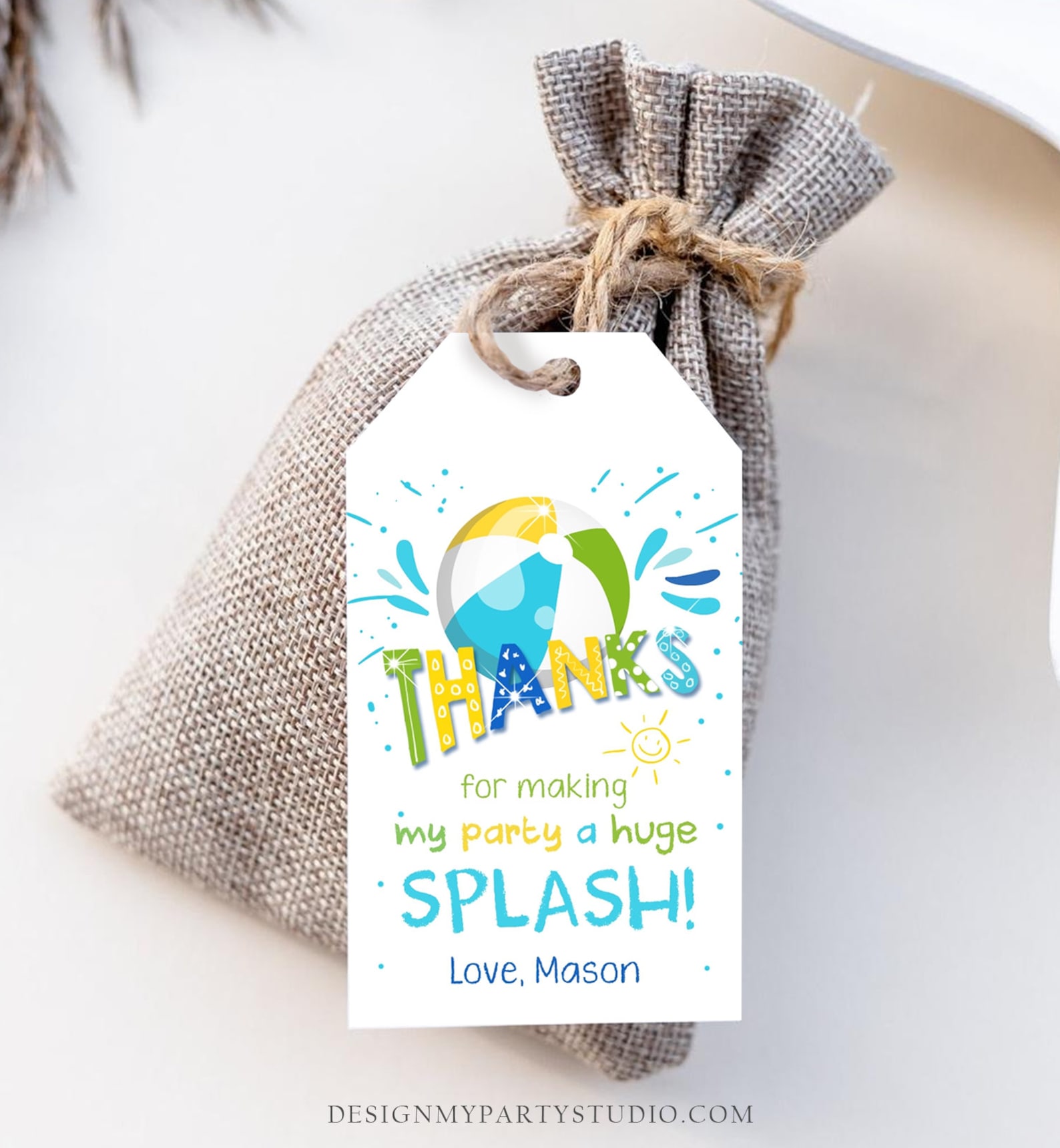 Editable Pool Party Favor Tag Splish Splash Birthday Bash - Etsy
