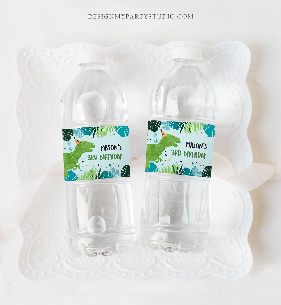 Editable Dinosaur Water Bottle Labels Dinosaur Birthday T-rex - Etsy