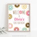 Editable Donut Welcome Sign Donut Birthday Party Pink Girl Doughnut ...