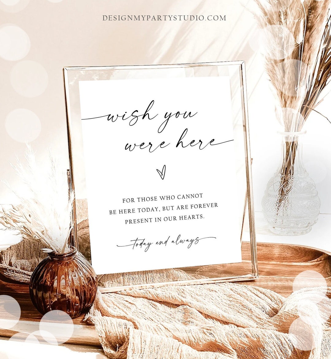 Editable Wish You Were Here Sign Minimalist Memorial Sign Modern ...